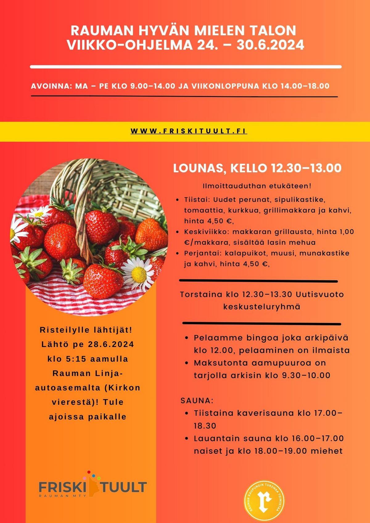 Viikko-ohjelma 24.-30.6.2024 - Rauman MTY Friski Tuult ry